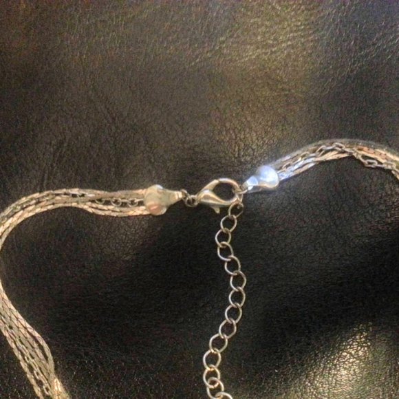 Jewelry | 5strand Silver Chain Necklace Dangle Rhinestone 2 | Poshmark